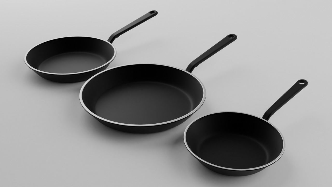 3D model Three frying pans VR / AR / low-poly | CGTrader