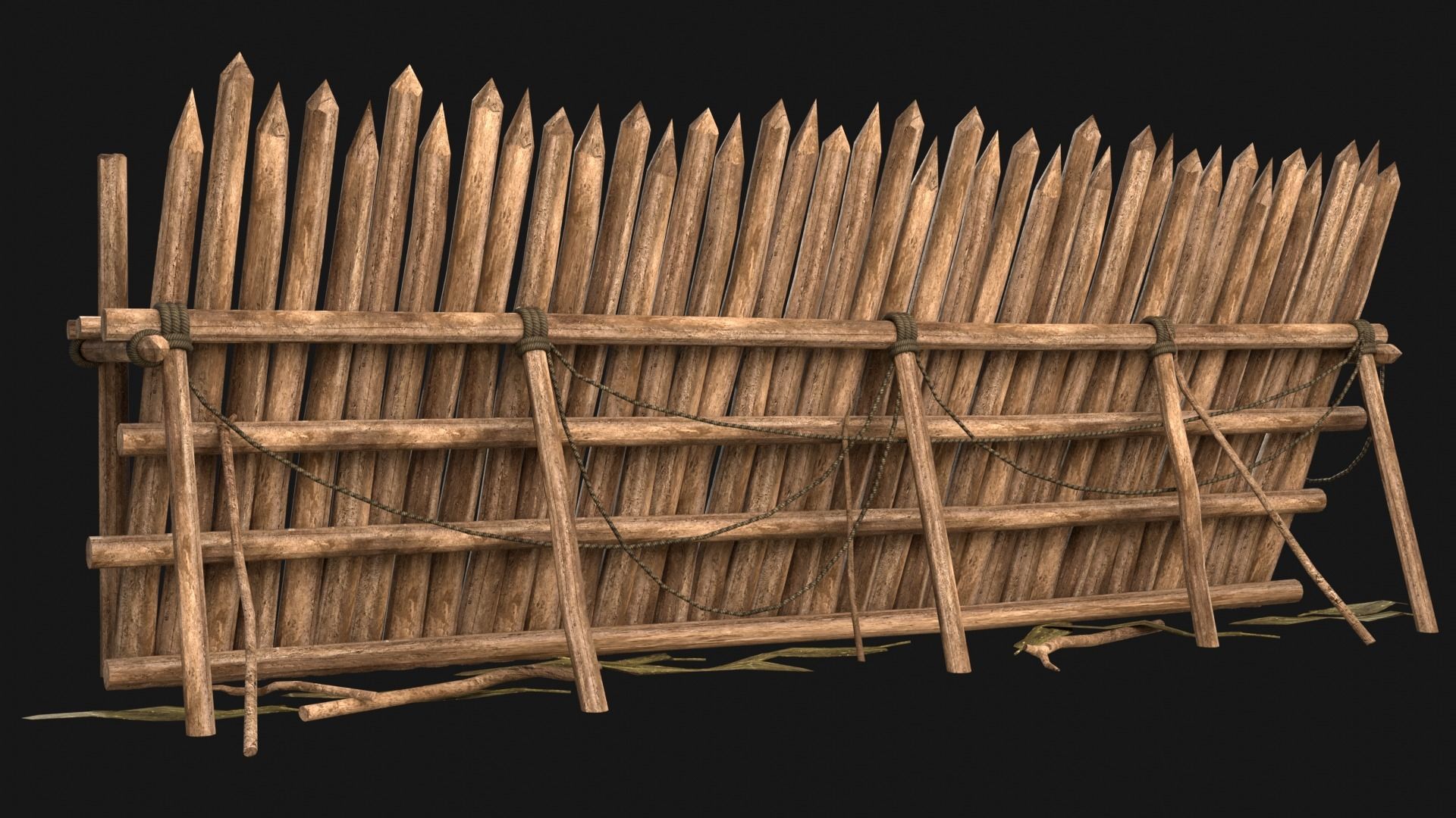 3D model JUNGLE SWAMP PALISADE TRAP WALLS BARRIER BARRICADE COLLECTION ...