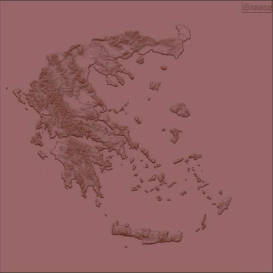 Greece Terrain Topography Elevation DEM Geography Landscape 3D model ...