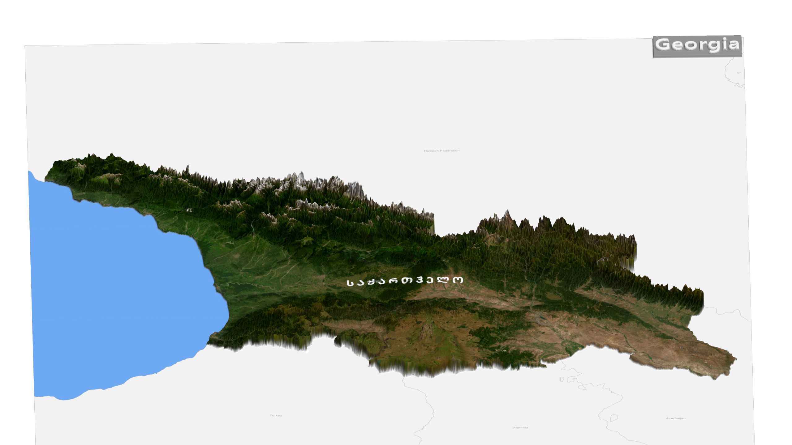 Georgia Terrain Topography Elevation DEM Geography Landscape 3D model ...