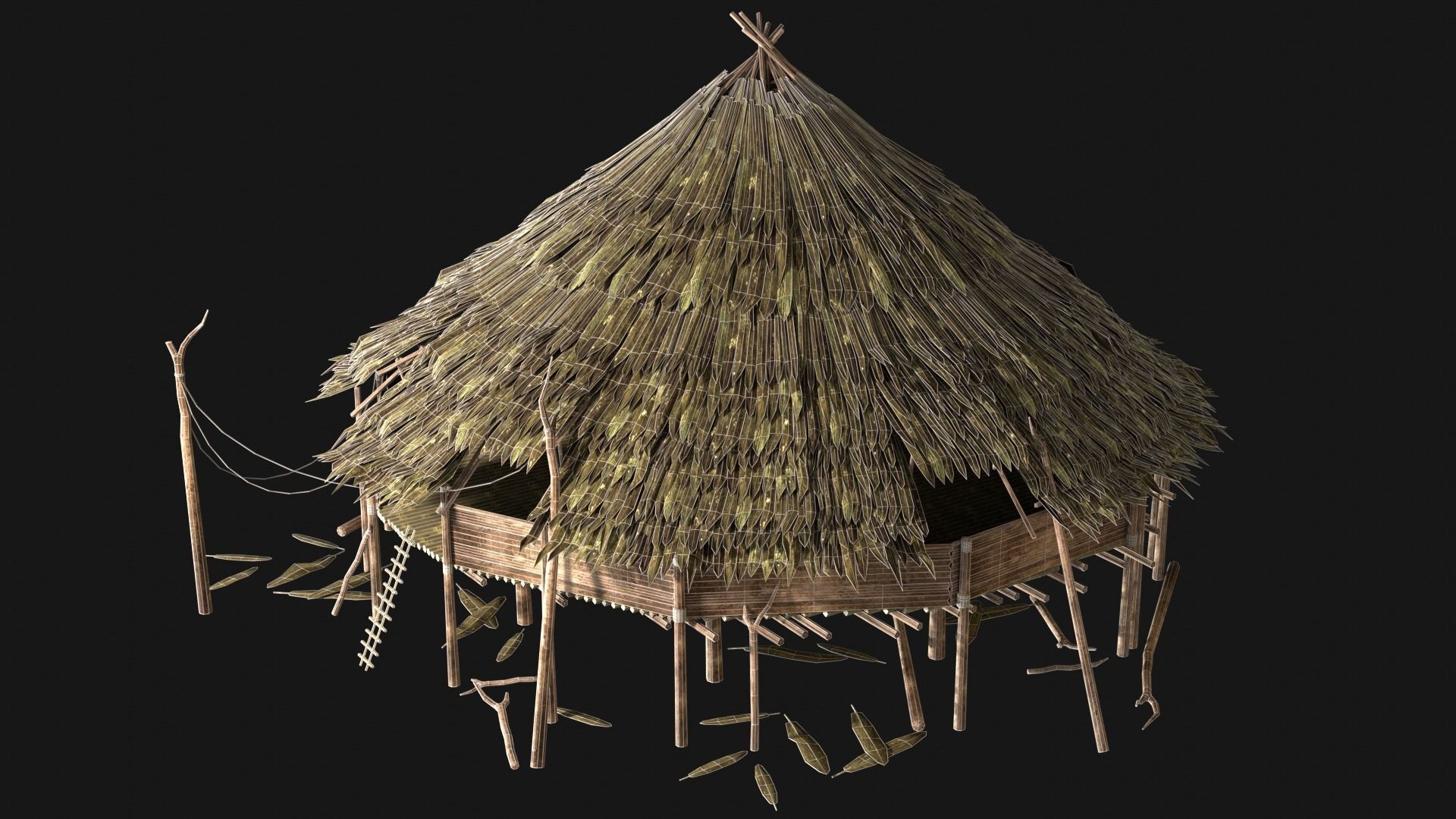 3D model JUNGLE SWAMP HOUSE BUILDING COTTAGE HUT AAA COLLECTION VR / AR ...