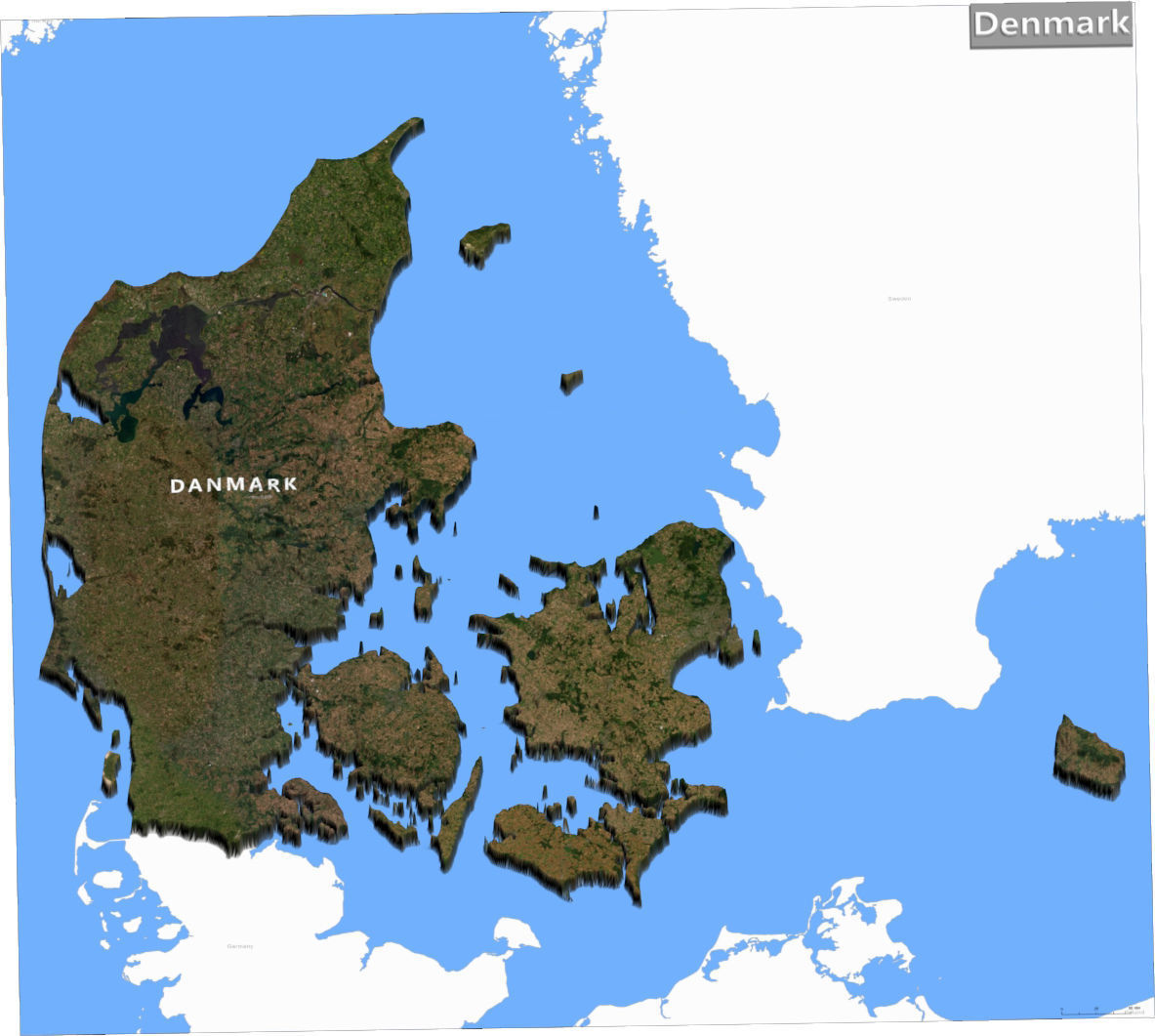 Denmark Terrain Topography Elevation DEM Geography Landscape 3D model ...