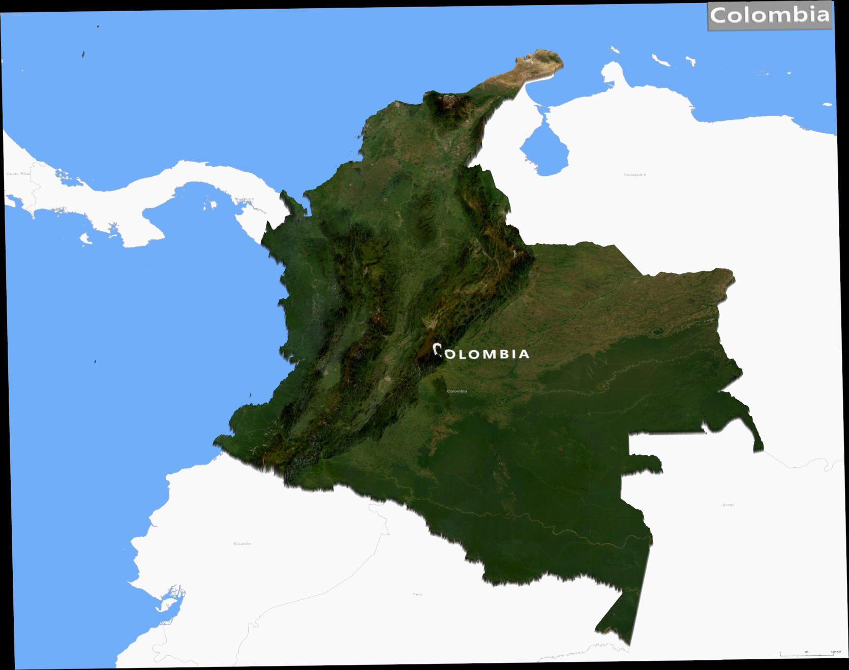 Colombia Terrain Topography Elevation DEM Geography Landscape 3D model ...