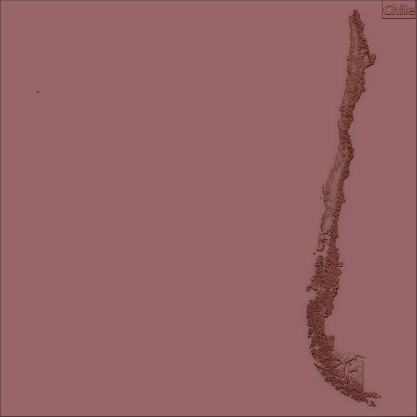 Chile Terrain Topography Elevation DEM Geography Landscape 3D model ...