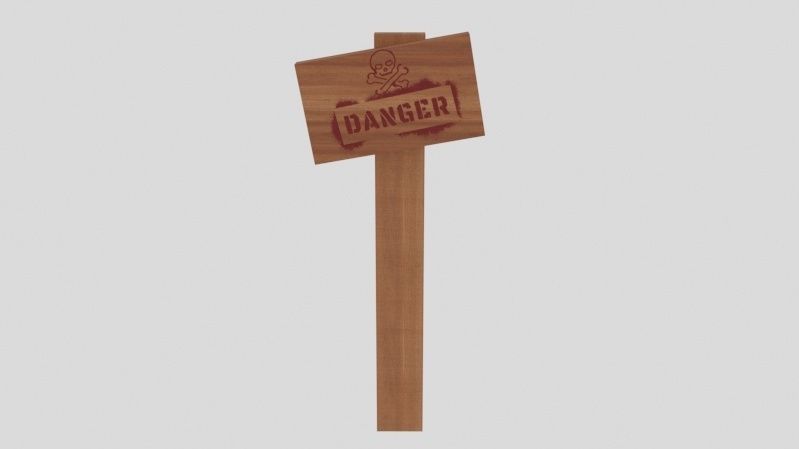 3D model Wooden Danger Sign VR / AR / low-poly | CGTrader