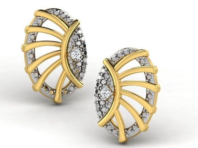 Gold Diamond Women Earring 3D print Model 3D model 3D printable | CGTrader