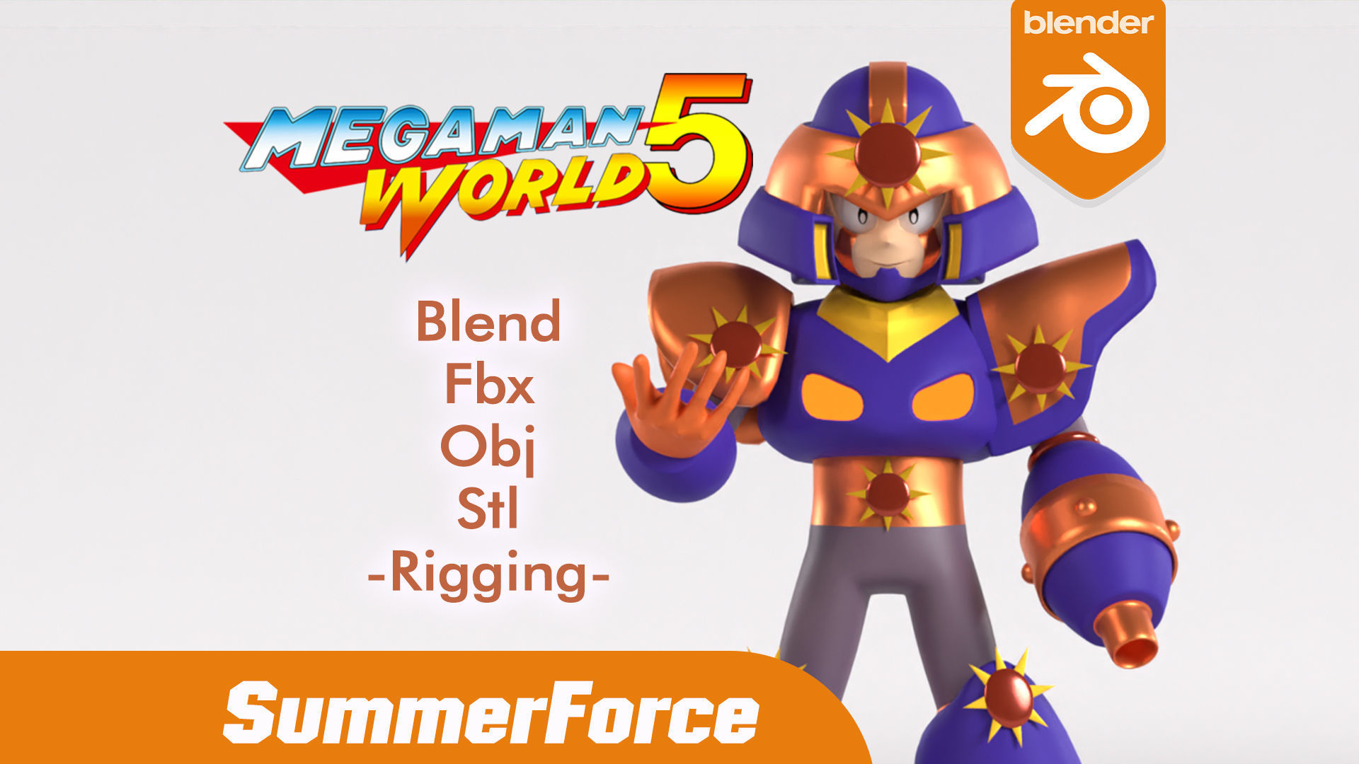 Sunstar Mega Man V 3D model rigged | CGTrader