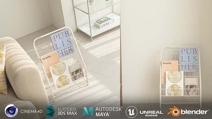 Mini Magazine Rack 3D model | CGTrader