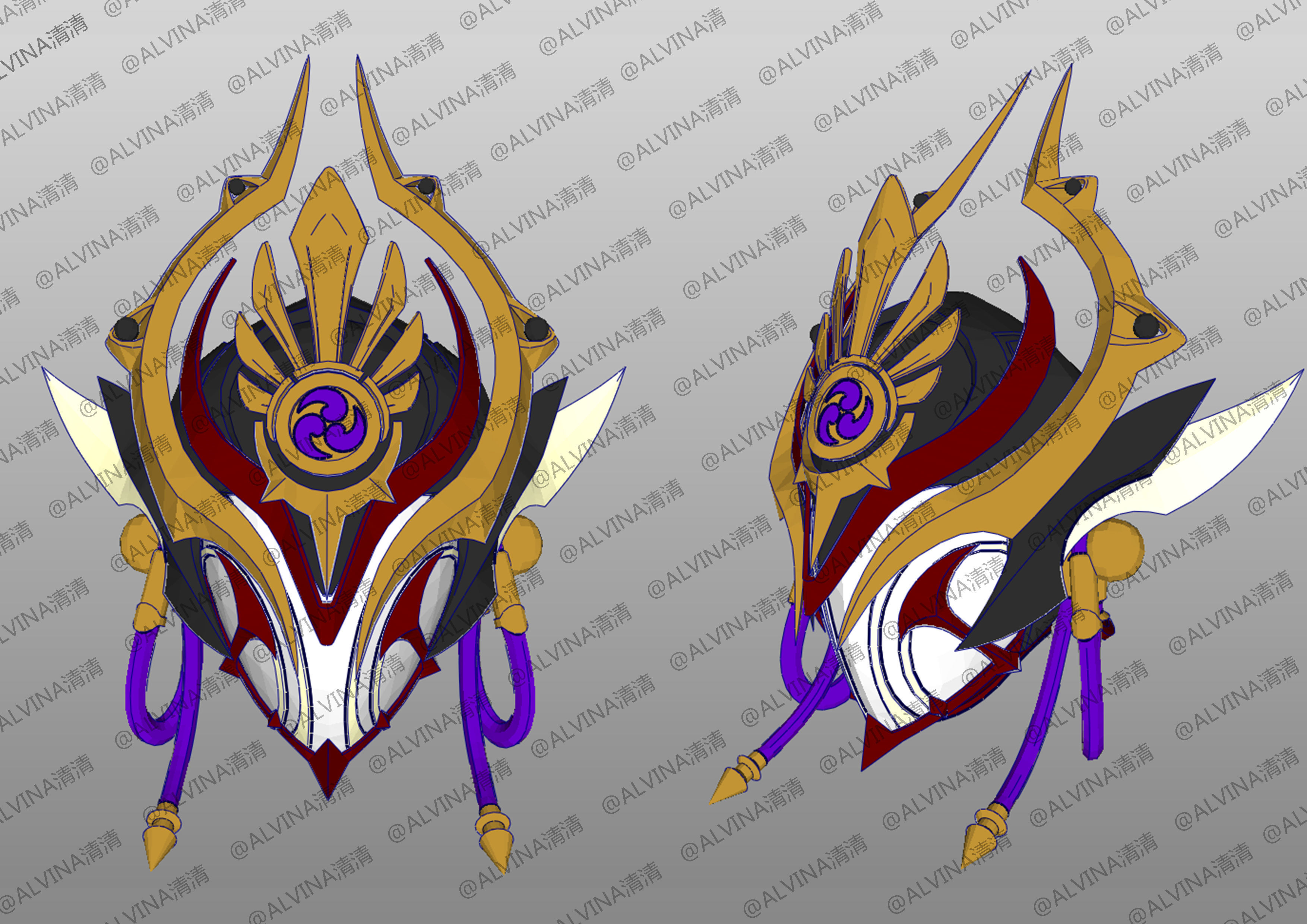 3D model MiHoYo Genshin impact Scaramouche pepakura Full VR / AR / low ...