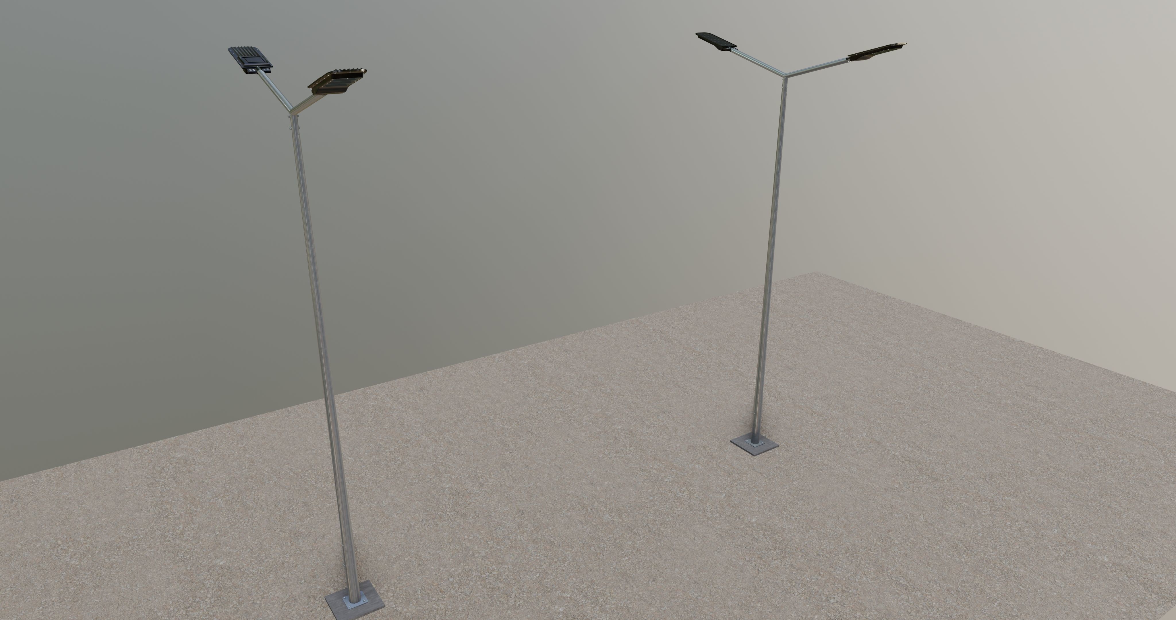 5 Meter Conical Lighting Pole -Double Consol 3D model | CGTrader