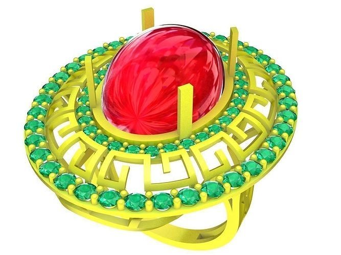 5507 diamond women ring asian oval ruby ring 3D model 3D printable | CGTrader