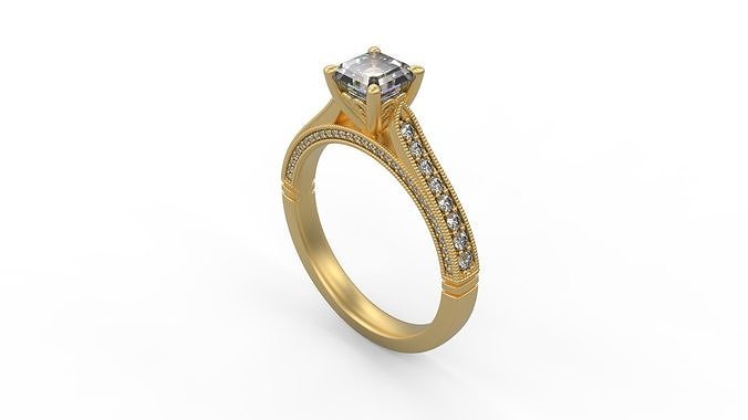 Woman Solitaire Ring 815 3D model 3D printable | CGTrader