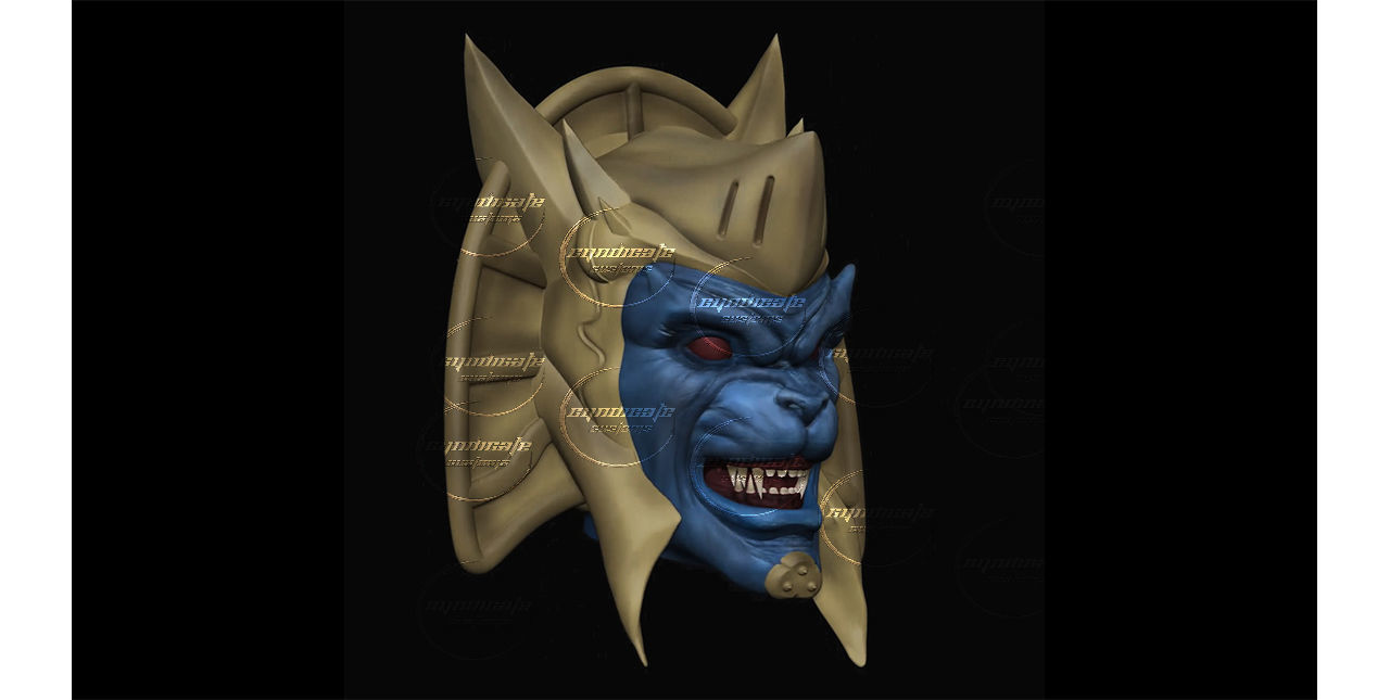 Goldar Custom Helmet digital 3D model ready for download 3D model ...