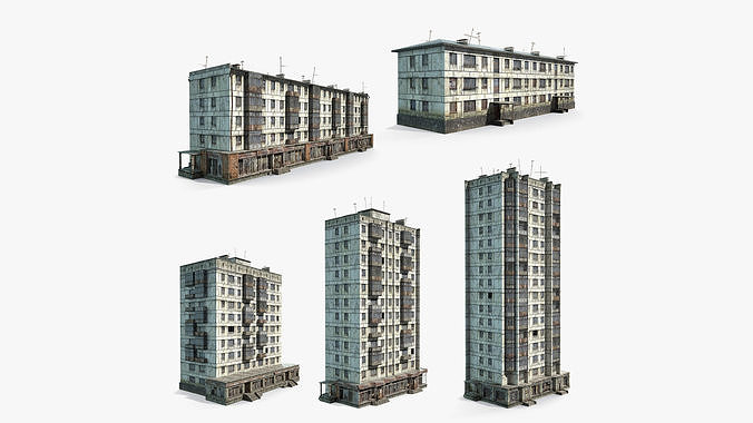 3D model Abandoned Soviet House Collection - White Panels VR / AR / low ...