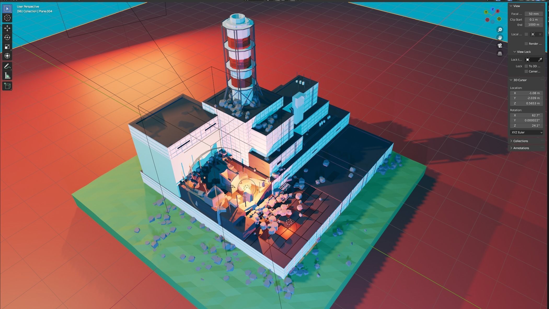 3D model Isometric Destroyed Factory VR / AR / low-poly | CGTrader