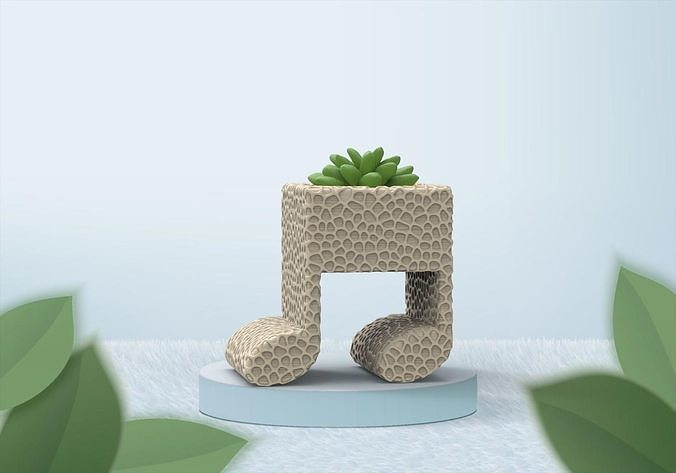Vase Succulent Musical Notes Plants 3D model 3D printable | CGTrader