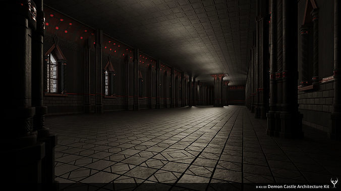 3D model D Kit 00 Demon Castle Architecture Kit - Hall Kit VR / AR ...