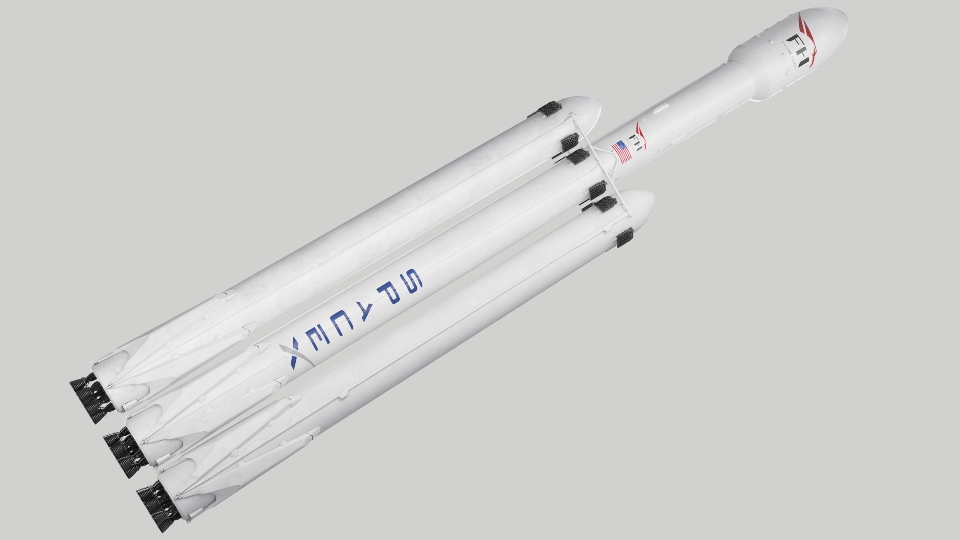 SpaceX Falcon Heavy Rocket 3D model rigged | CGTrader