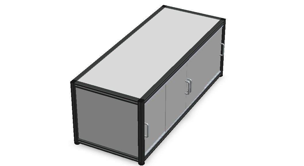 Aluminum Storage Cabinet with Sliding Doors 3D model rigged | CGTrader