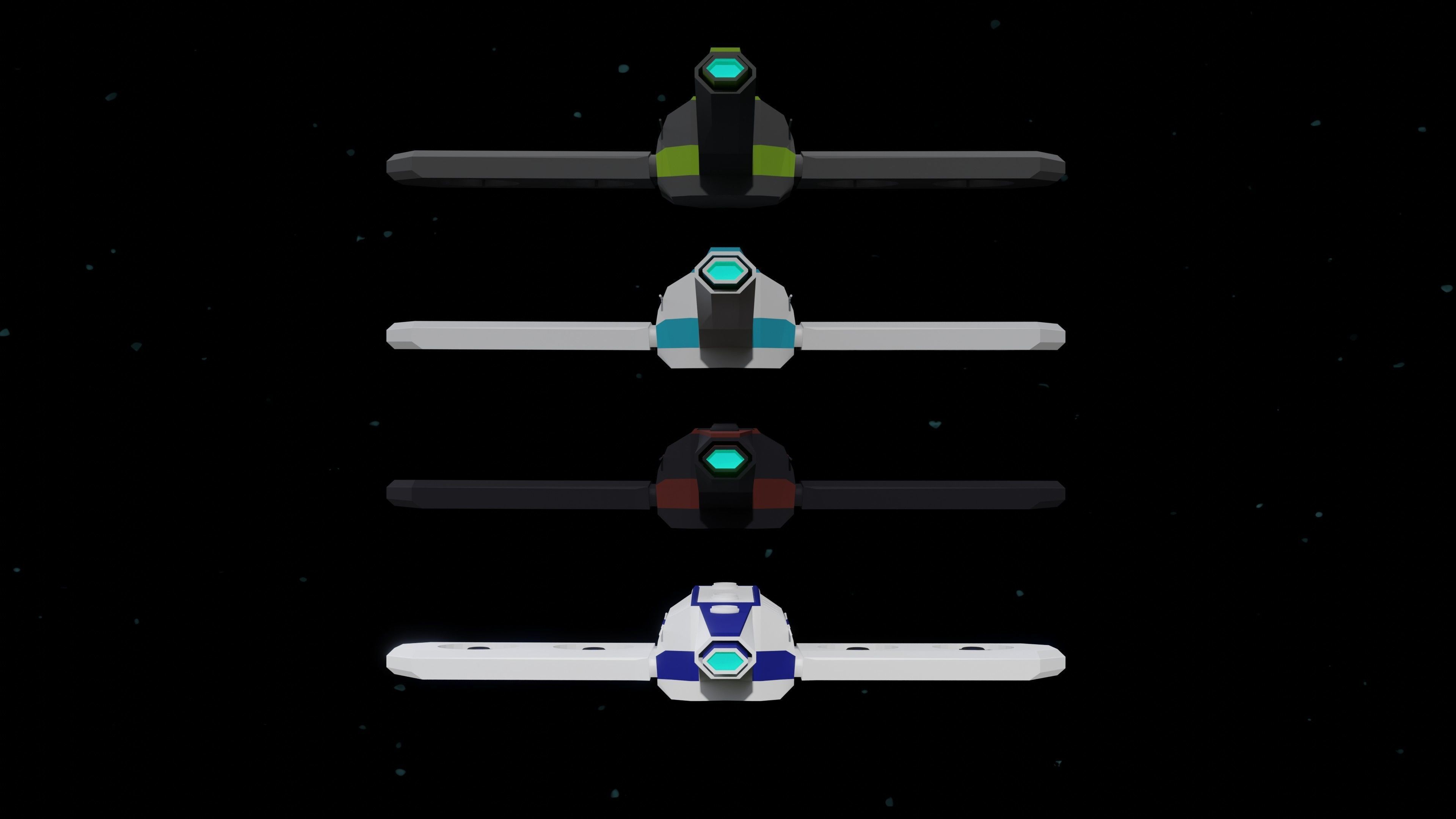 3D model 6 Sci-Fi Low Poly Ships with 5 Different Color Variations VR ...