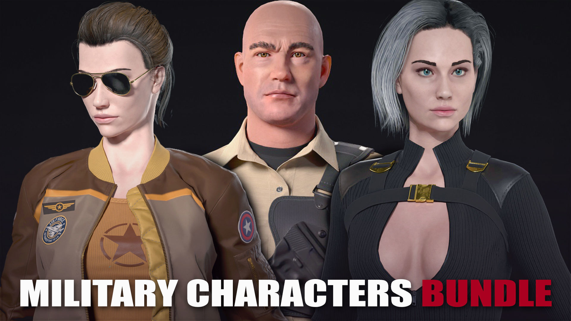 3D Model Collection Military Characters Bundle VR / AR / low-poly ...