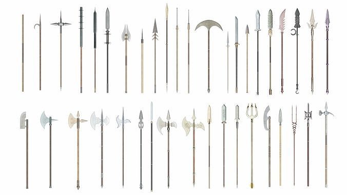 Collection of 40 spears and halberds 3D model | CGTrader