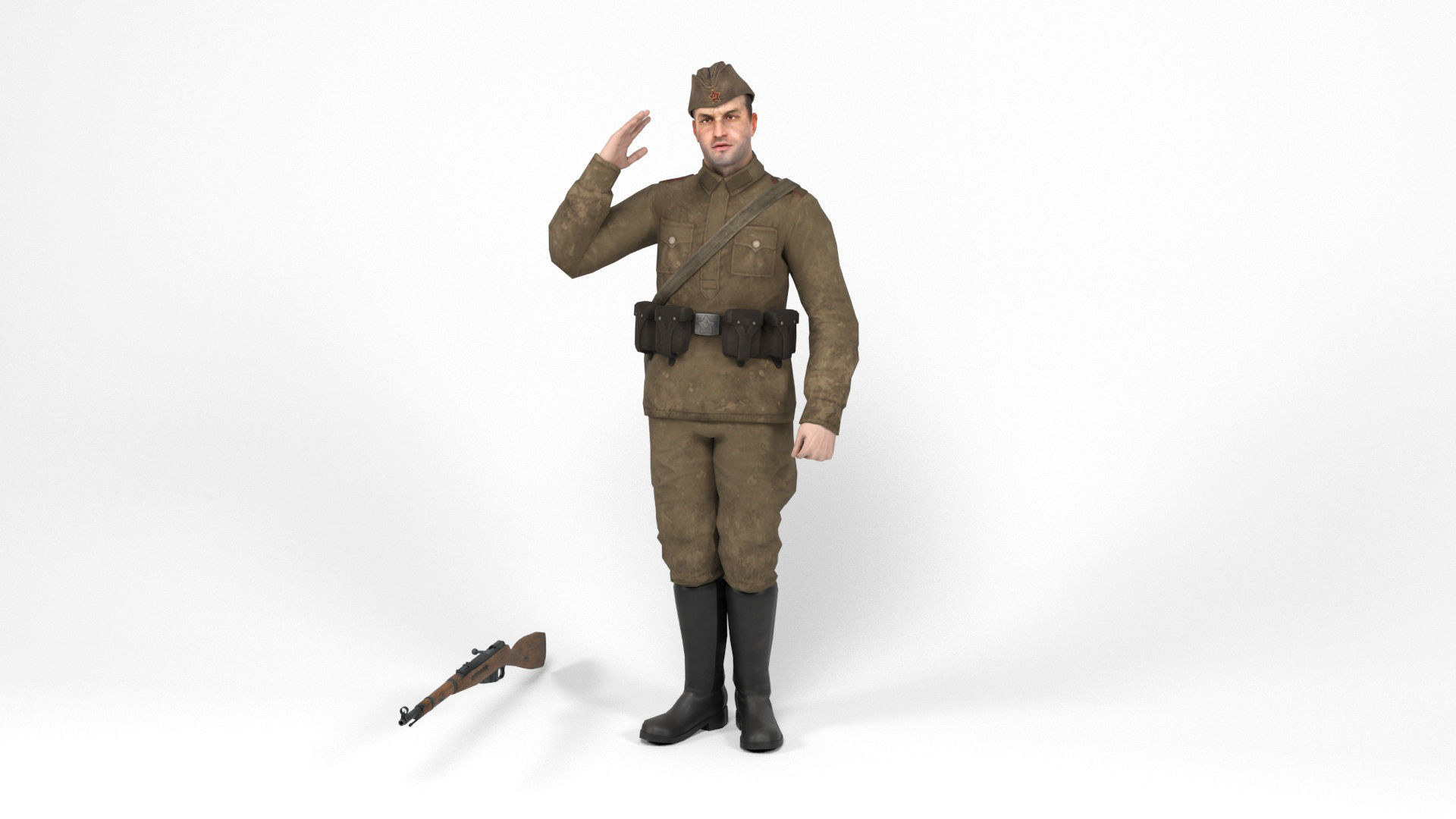 3D model Soviet soldier 2 VR / AR / low-poly | CGTrader