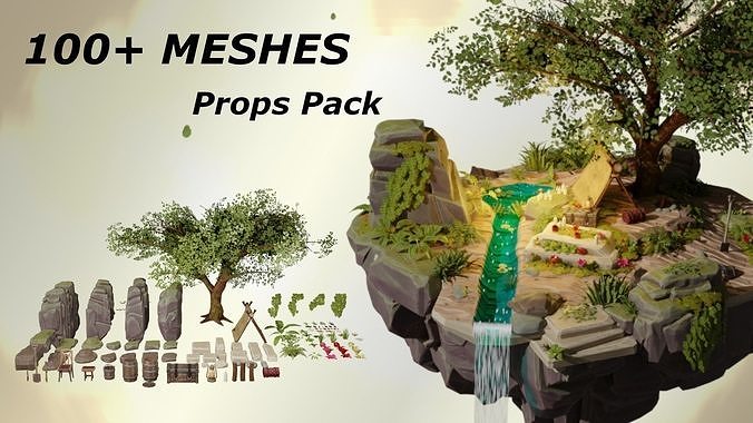 3D model Stylized Props Pack - over 100 QUALITY MESHES VR / AR / low ...
