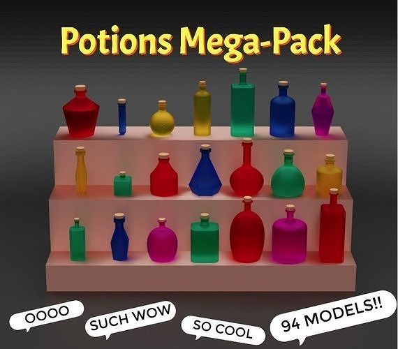 Potions Mega-Pack Pre-Supported free 3D model 3D printable | CGTrader