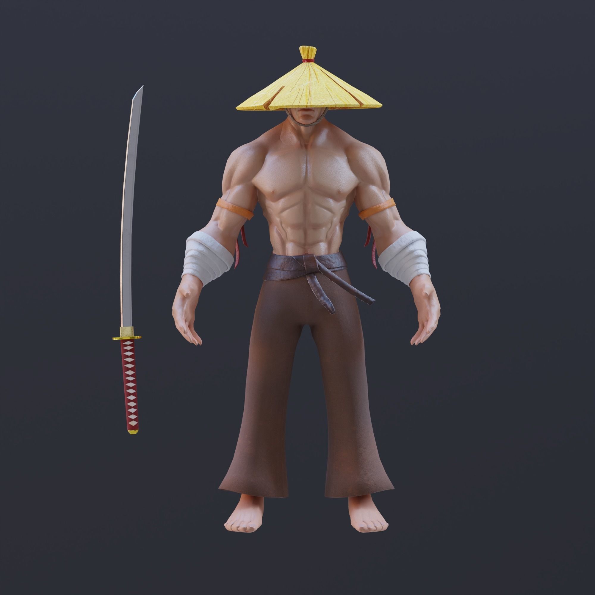 3D model Japanese Samurai Fighter gameready character VR / AR / low ...