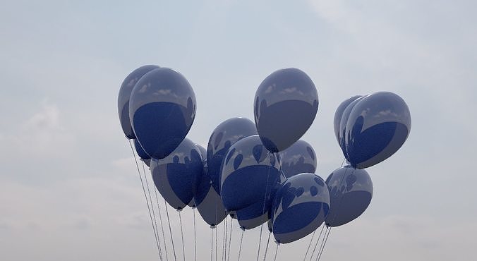 Animated ballons 2 sets idle and released in the air 3D model animated ...