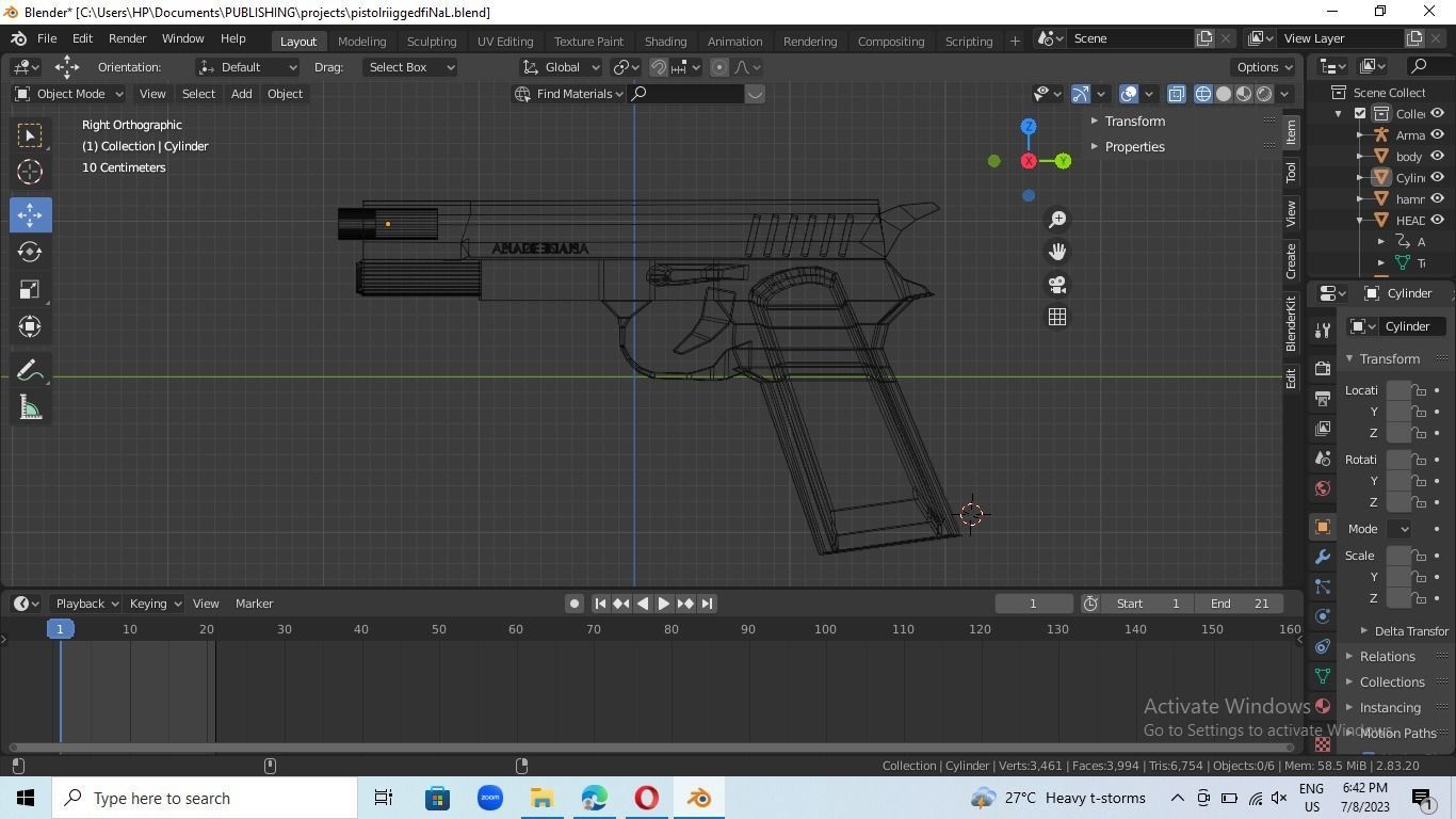 3D model animated rigged pistol VR / AR / low-poly | CGTrader