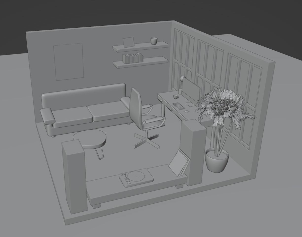 Isometric Study Room 3D model | CGTrader