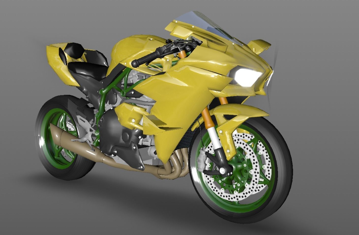 3D model Kawasaki Ninja H2R 3D model Sporst Bikes Games VR / AR / low ...