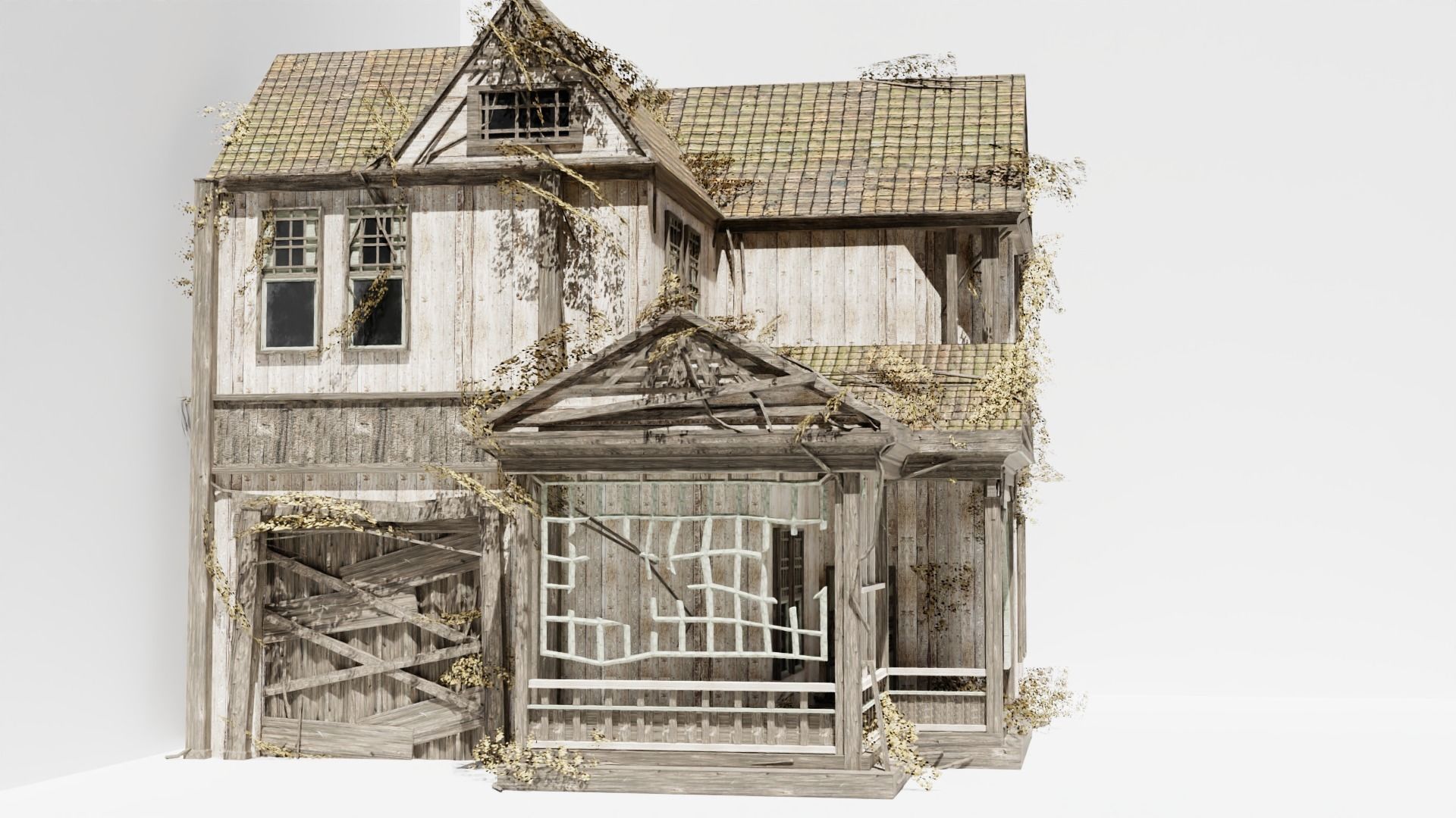 3D model Abandoned old house - realistic low poly VR / AR / low-poly ...