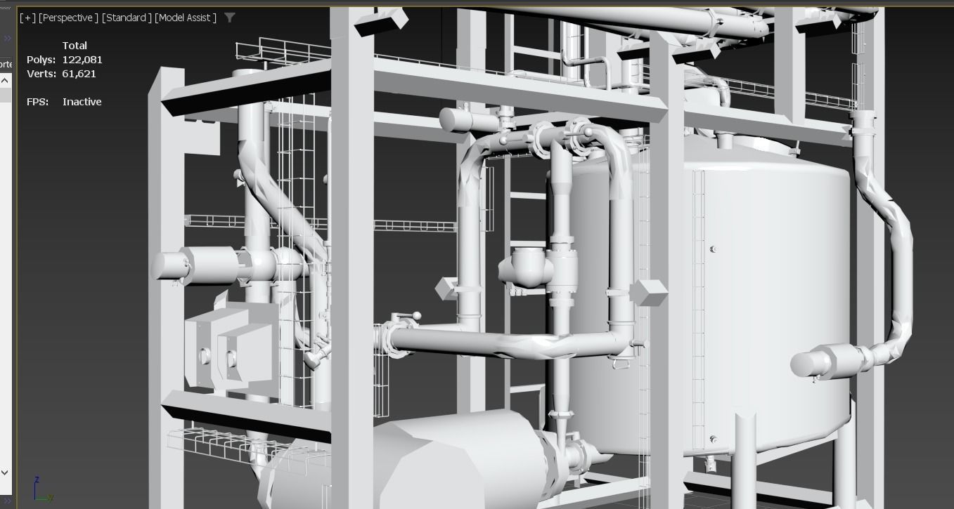 Industrial machine - with tank - pipes and pumps 3D model | CGTrader