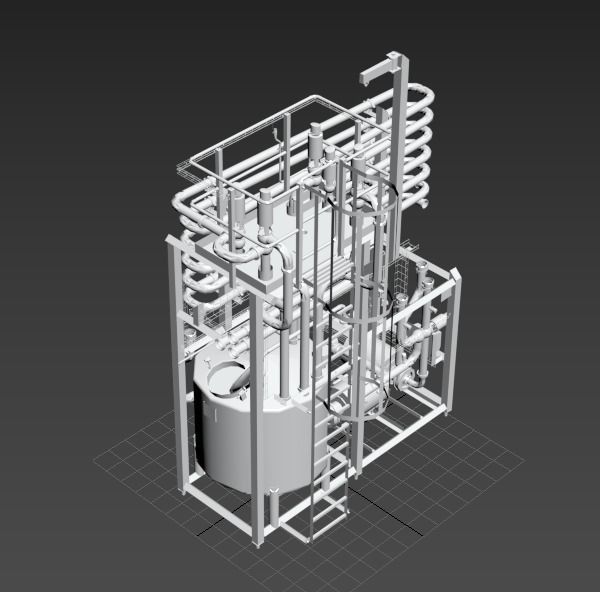 Industrial machine - with tank - pipes and pumps 3D model | CGTrader