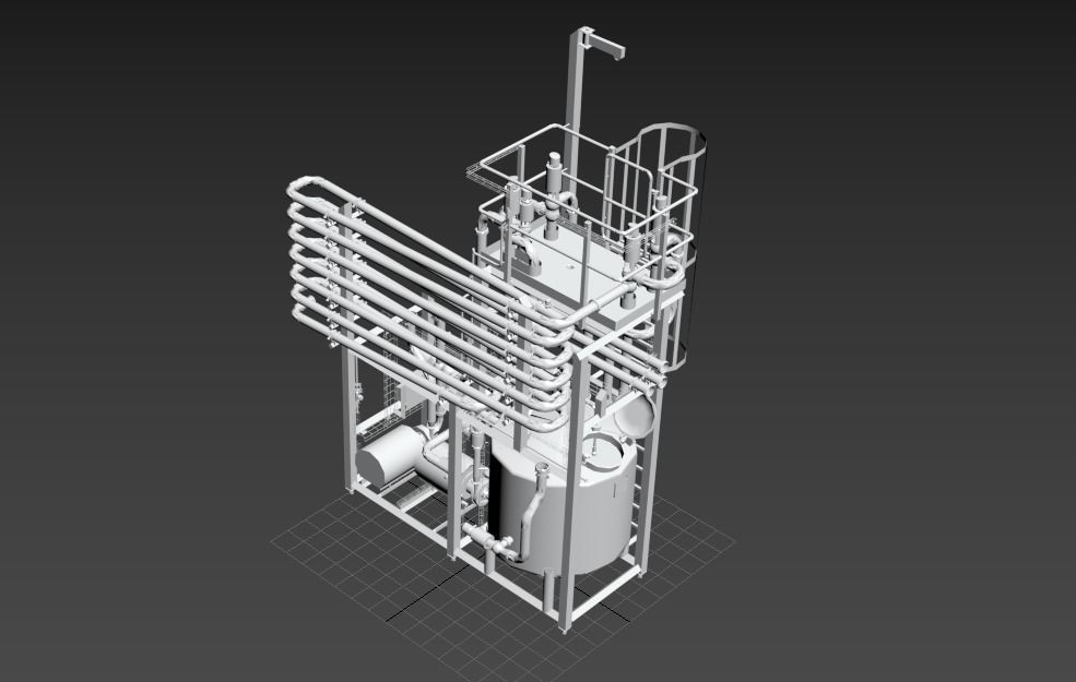 Industrial machine - with tank - pipes and pumps 3D model | CGTrader
