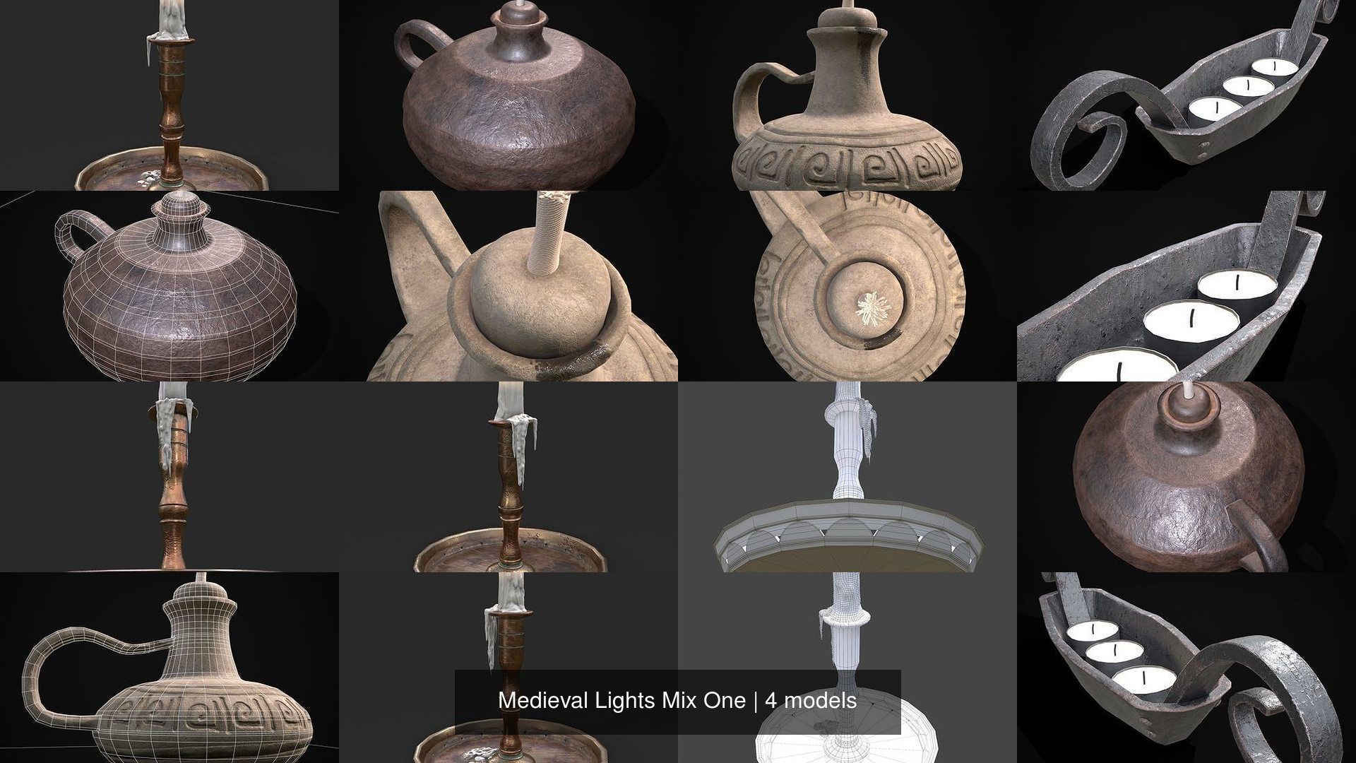 3D Model Collection Medieval Lights Mix One VR / AR / low-poly | CGTrader