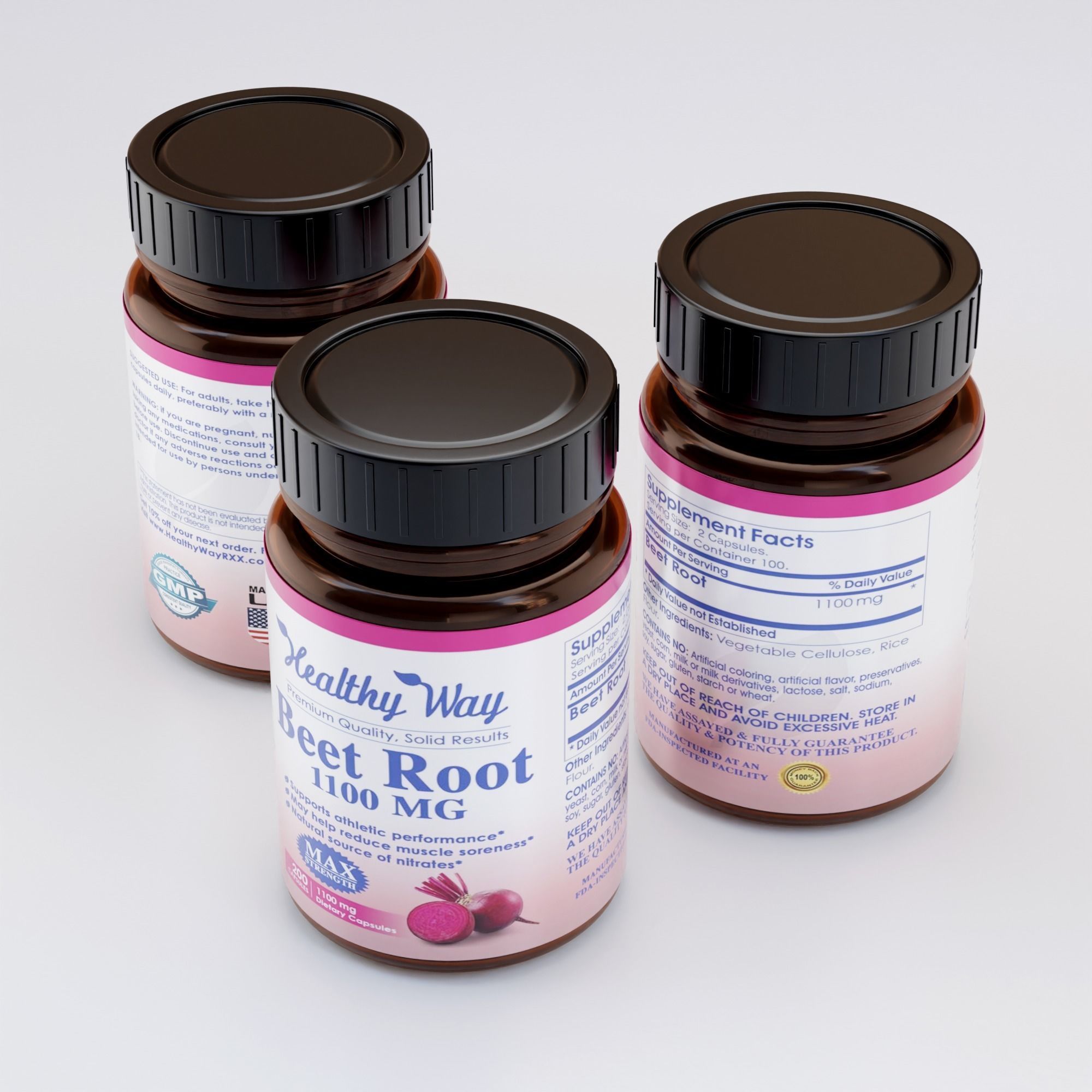 Supplement Bottle with Label Packaging 3D Modelling 3D model | CGTrader