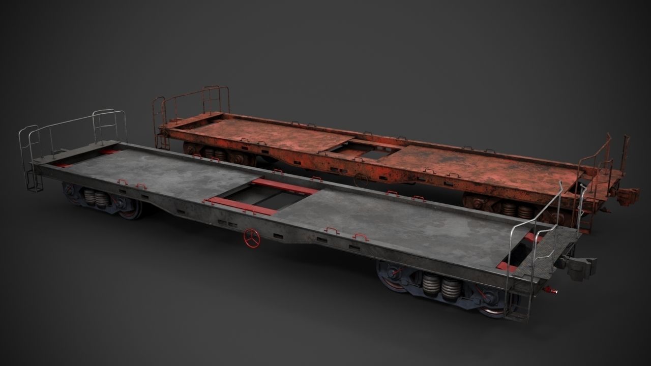 Flatbed rail car 3D model | CGTrader