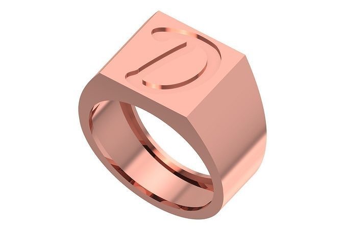 D Alphabet Mens Signet Ring 3dm STL OBJ FBX Render Details 3D model 3D ...