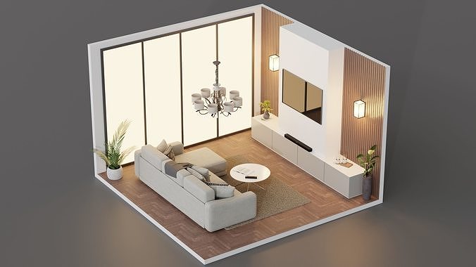 Room interior isometric 3D model | CGTrader