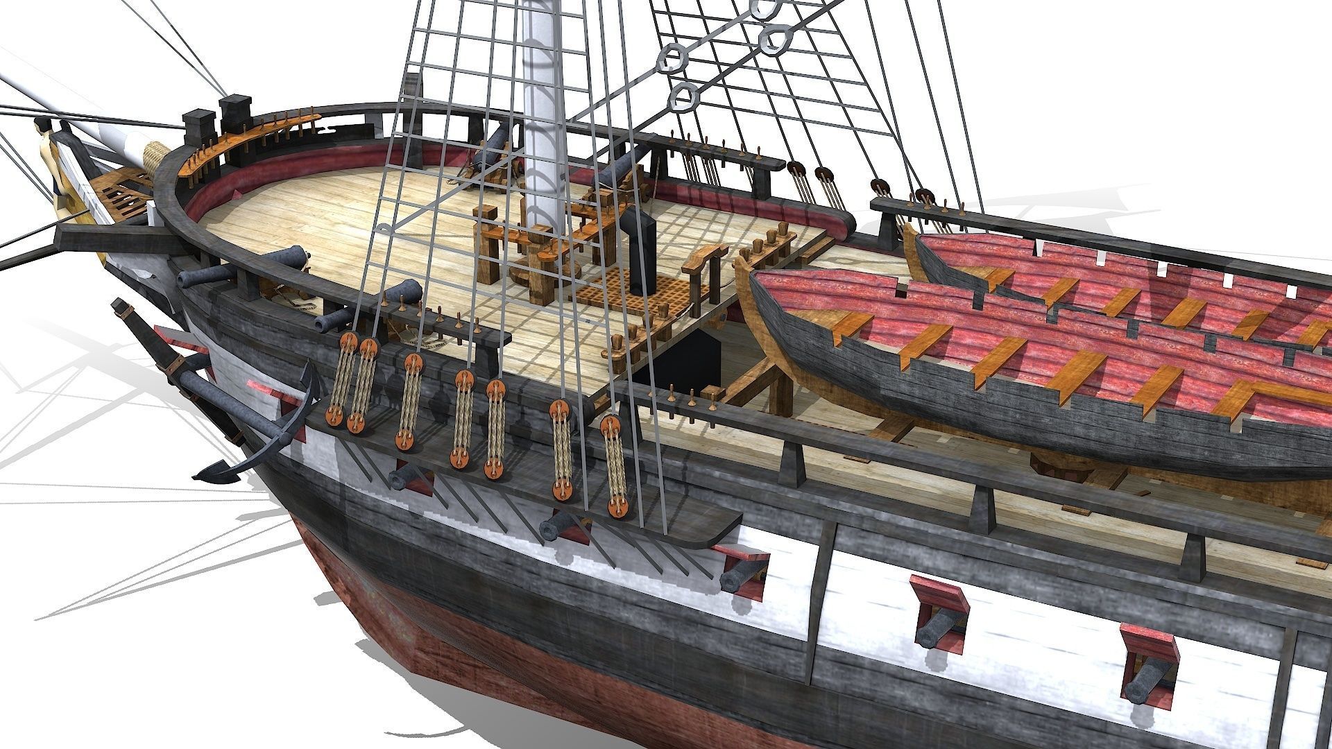 3D model USS Essex 1799 Frigate VR / AR / low-poly | CGTrader