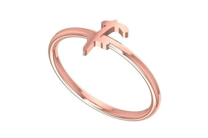 Initial F Alphabet Ring 3dm STL OBJ FBX Render Details 3D model 3D ...