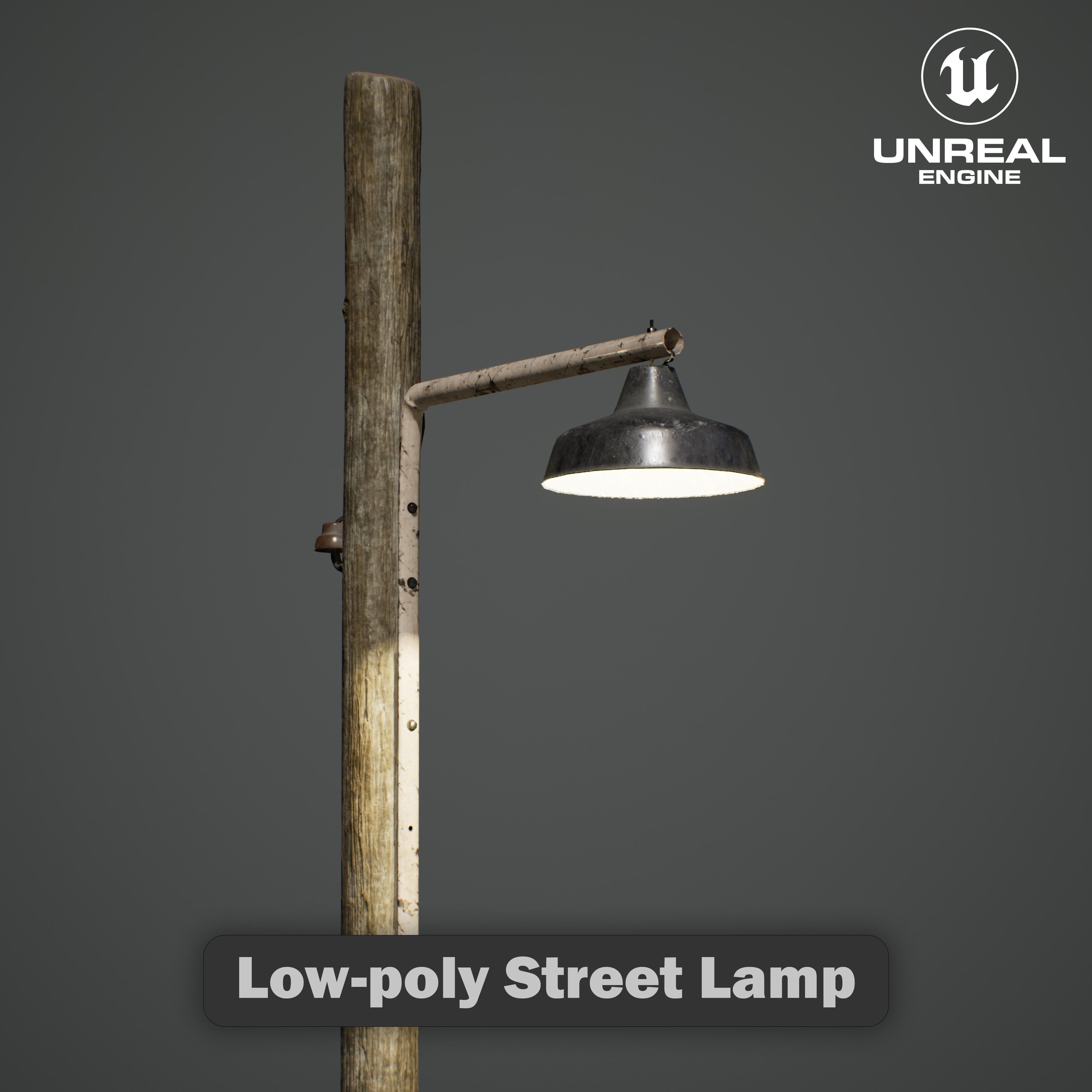 3D model Wood Street Light Pole - Low-Poly 3D model VR / AR / low-poly ...