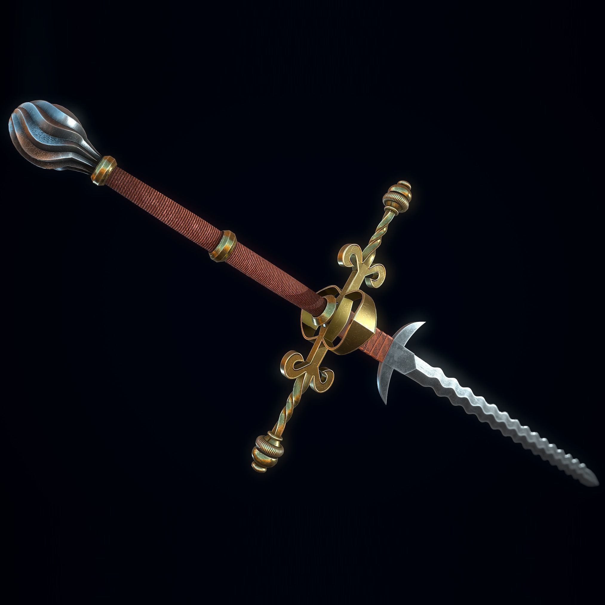 3D model Two-handed Flamberge VR / AR / low-poly | CGTrader