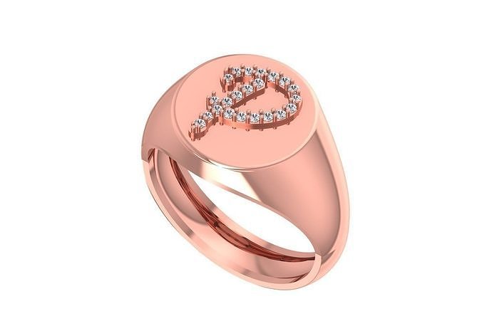 P Alphabet Men Signet Ring 3dm STL OBJ FBX Render Details 3D model 3D ...