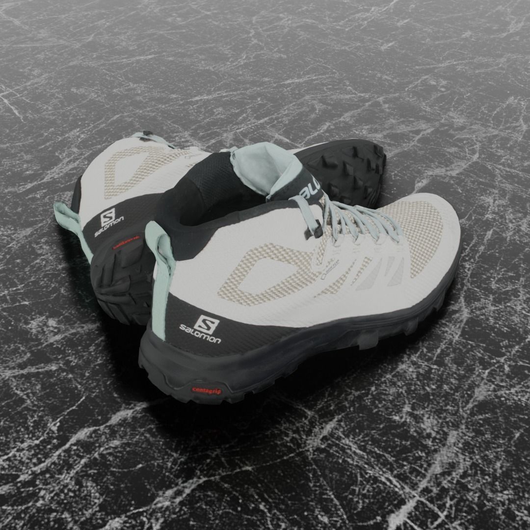 3D model SALOMON OUTLINE GTX 3D BOOTS -WHITE - BLACK VR / AR / low-poly ...