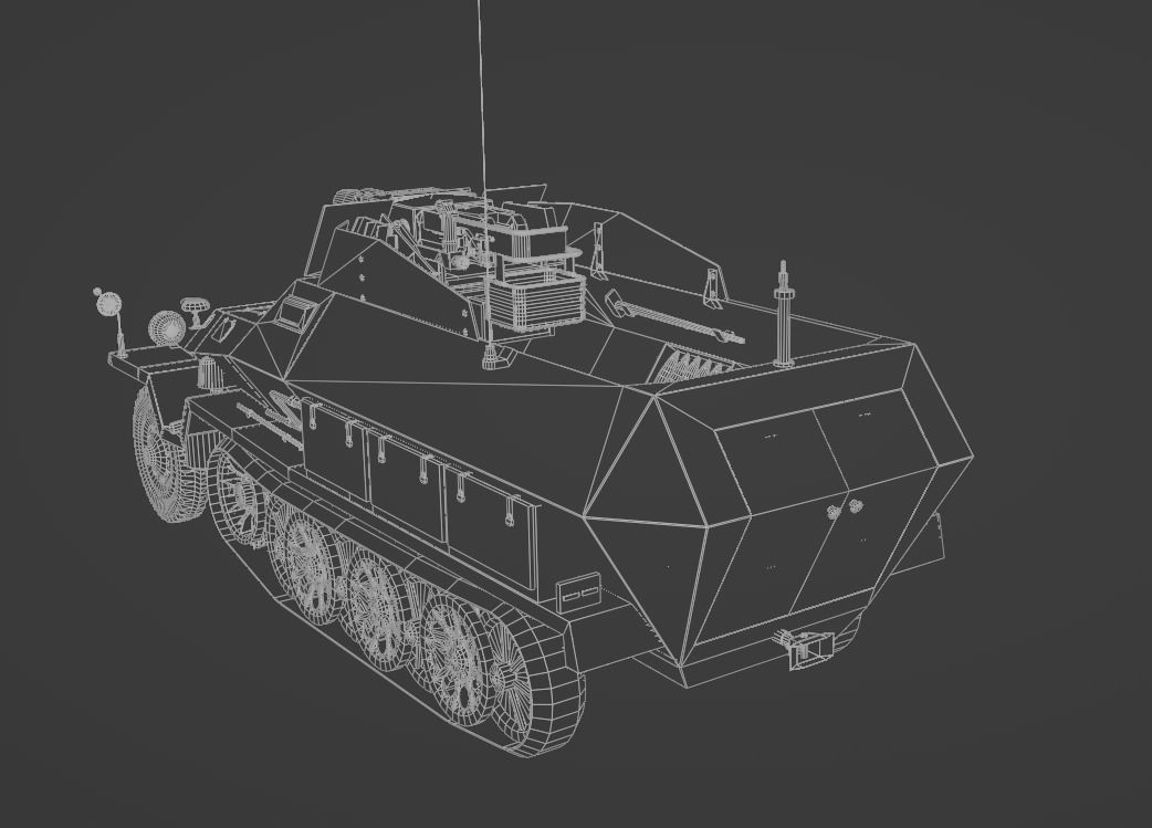 3D model SdKfz 251-9 Stummel Infantry Support Vehicle VR / AR / low ...